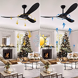 alescu Black Ceiling Fan 52" with Remote Control,Modern Reversible DC Motor for Patio Bedroom Living Room Christmas Gift
