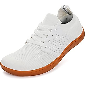WHITIN Men's Extra Wide Width Trail Running Shoes Minimalist Barefoot Sneakers Wide Toe Size 12.5W Gym Fitness Low Zero Drop Pilates Lifting White 46