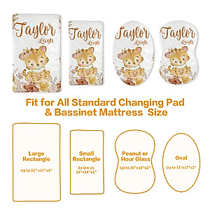 Custom Changing Pad Cover Set - Jersey Knit Comfy CozyUltra Soft Unisex Diaper Changing Table Covers with Personalized Name for Baby Boys Girls - Waterproof Ultra Soft 4 Pcs Set Style22