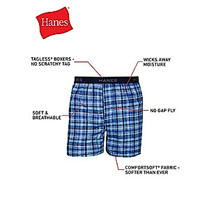 Hanes Men's Tagless Boxer With Exposed Waistband Multi-Packs, 6 Pack - Assorted, Large