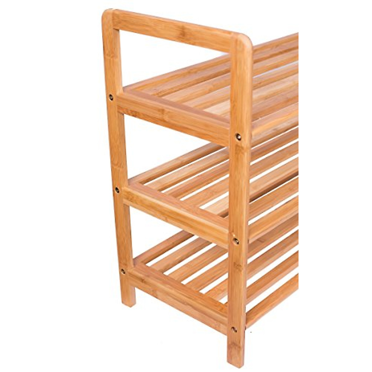BirdRock Home 3 Tier Free Standing Shoe Rack with Handles - Bamboo - Wood - Closets and Entryway - Organizer - Fits 9 Pairs of Shoes