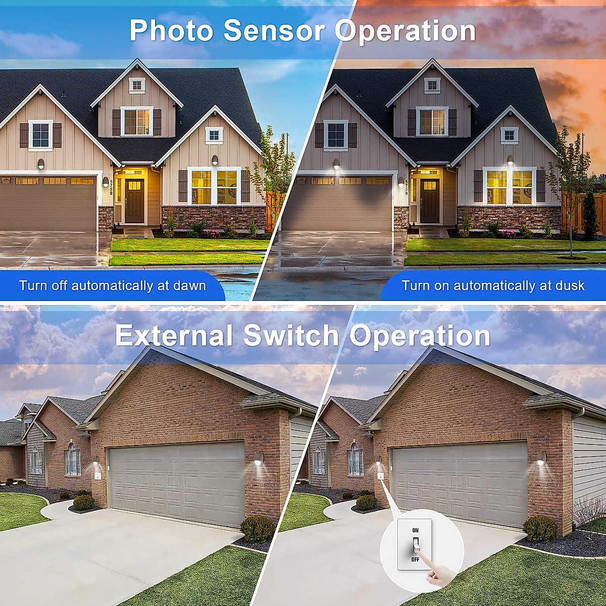 LED Emergency Wall Pack Light with Battery Backup and Photocell, Self Test Diagnostics Commercial Outdoor Aluminum Wall Pack Emergency Light, 12W 120-277V AC, IP65 Waterproof UL Listed (1-Pack)