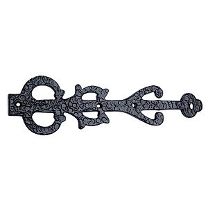 Adonai Hardware 12 Inch Izehar Heavy Duty Antique Aluminium Strap False/Faux/Dummy Hinge Fronts (4 Pack, Black Powder Coated) for Vintage Barn Doors, Gates, Furniture, Garage, Shutters and Fences