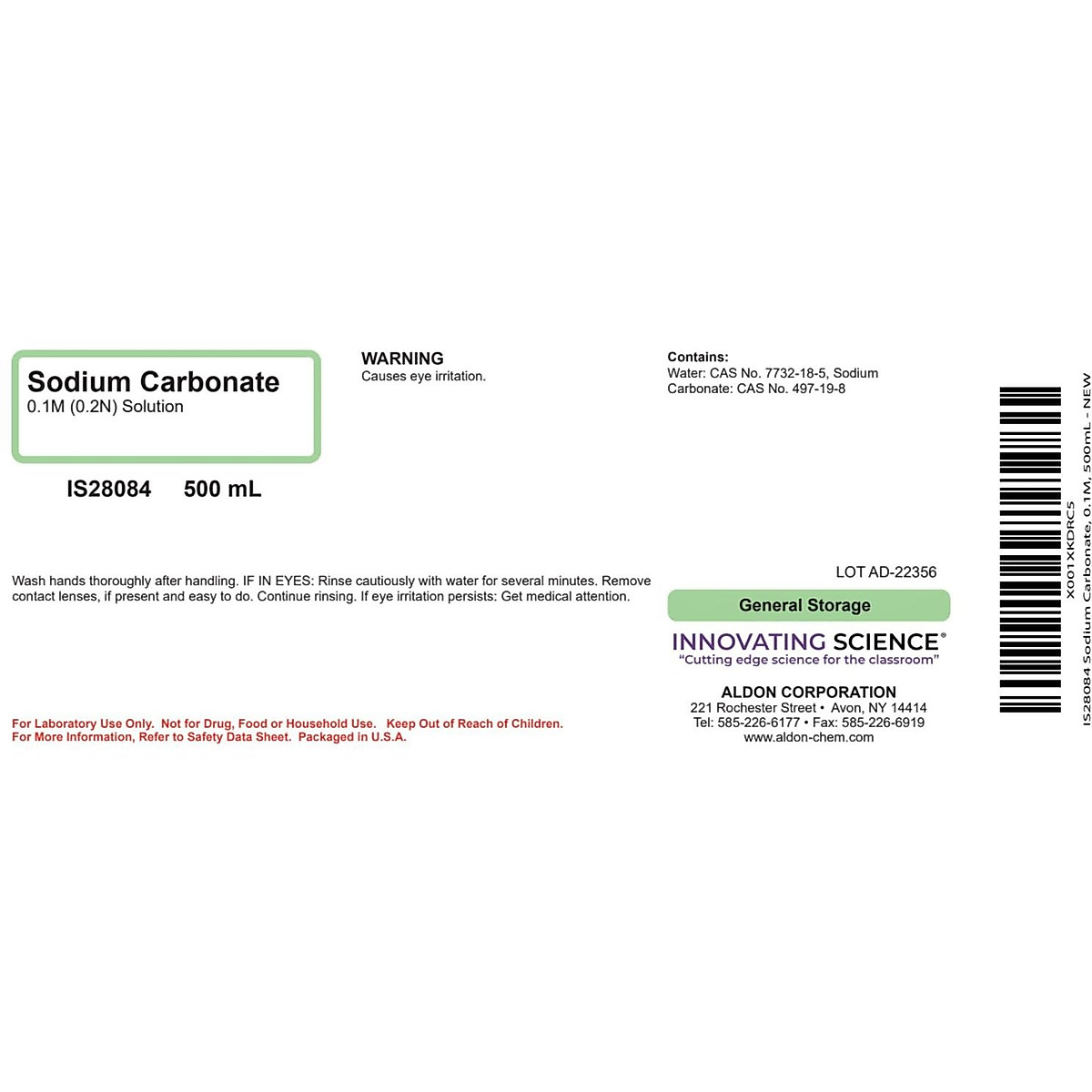 ALDON Innovating Science Sodium Carbonate, 0.1M, 500mL - The Curated Chemical Collection