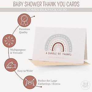 Baby Shower Thank You Cards with Envelopes, 50 Pack, Baby Girl Shower, Baby Boy Shower, Gender Neutral, Baby Shower Thank You Notes, Baby Shower Cards, Baby Thank You Cards for Girl, Baby Thank You