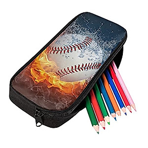 TOADDMOS Fire Water Baseball Kids Backpacks Boys School Bookbags Large Capacity Preschool Bookbag Set with Lunch Box and Pencil Case, Children School Bag Set