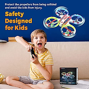 BEZGAR HQ051 Mini Drone for Kids - RC Drone Indoor, LED Remote Control Drone with 3D Flip, Headless Mode and 2 Speed Propeller Full Protect Small Drone for Beginners, Great Gifts for Boys and Girls