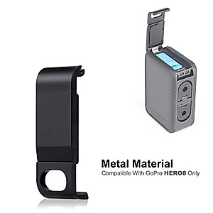 YALLSAME Easy Charging Alloy Metal Replacement Side Door/Battery Cover Accessories for GoPro Hero 8 Black, Suitable for Vlog/Interviews/Continuous Recording, Repairing Camera is Also Fine