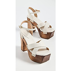 SCHUTZ Women's Gaylah Heels, Pearl, Off White, Tan, 9.5 Medium US