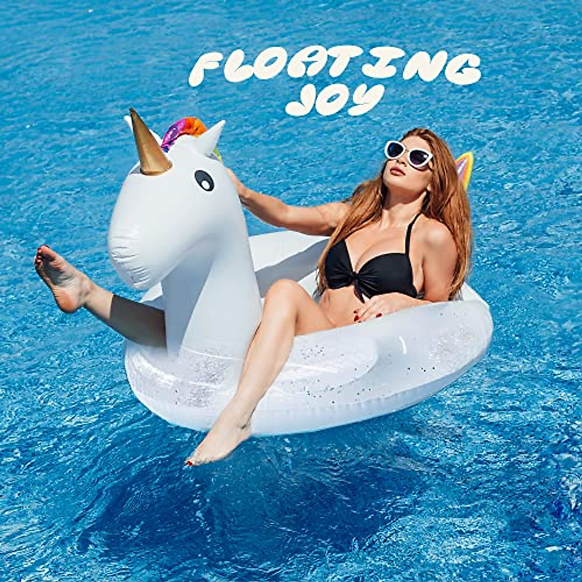 Boxgear Inflatable Float, Glitter Sequin Animal Pool Floats, Swimming Pool Ring, Pool Inflatables for Kids and Adults, Pool Toys Inflatable Unicorn Pool Float, 36 Inch Water Float (36 Inch)