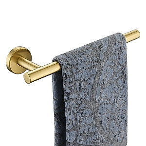 JQK Hand Towel Holder Towel Ring Gold, Thicken 0.8mm 304 Stainless Steel Bathroom Hand Towel Bar, 9 Inch Wall Mount Towel Rack Hanger, Brushed Gold, THH110L9-BG