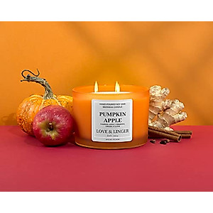 Pumpkin Apple Candle | Fall Candles | Luxury Soy & Beeswax Candles for Home | 16 oz. Large Jar 3 Wick Candle | Thanksgiving Candle | Fall Scented Candle | Autumn Candles