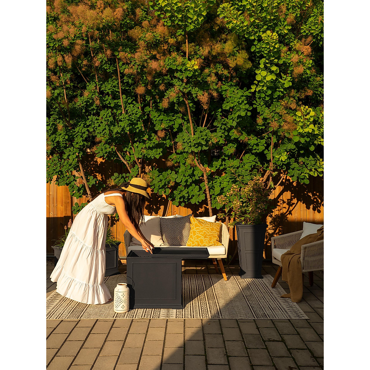 Veradek Brixton Tray Table - 2-in-1 Outdoor Side Table with Storage and Tray for Patio/Porch | Durable All-Weather Resistant | Classic & Functional