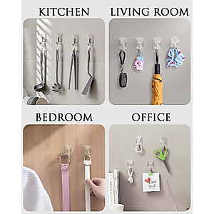 ispneay Small Hooks for Wall No Damage: 20 Pack Adhesive Wall Hooks for Hanging with Strips - Clear Waterproof Sticky Utility Hooks Wire Toggle Hooks for Key Dorm Decor Kitchen Home Office Christmas