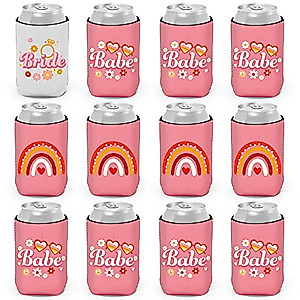Groovy Bachelorette Party Can Sleeves 12 PCS Beverage Sleeves Retro Boho Bridal Shower Party Supplies Bride Babe 60s 70s Hippie Party Decoration