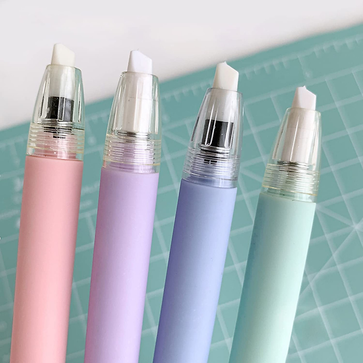 GINCEVHY 4 PCS Morandi Color Retractable Paper Cutter Pen, Craft Art Ceramic Blade, Safety Hobby Knife with Precision Blade for School and Home