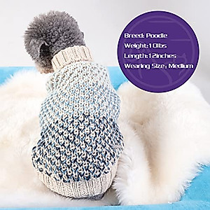 cyeollo Medium Dog Sweater Turtleneck Knitted Dog Sweaters Soft Knitwear Gradient Color Warm Winter Dog Clothes Pet Apparel for Dogs