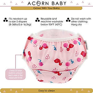 Acorn Baby Swim Diaper - Pink Flamingo Size 0-5 Adjustable Toddler and Baby Swimming Diaper Reusable Swimmers