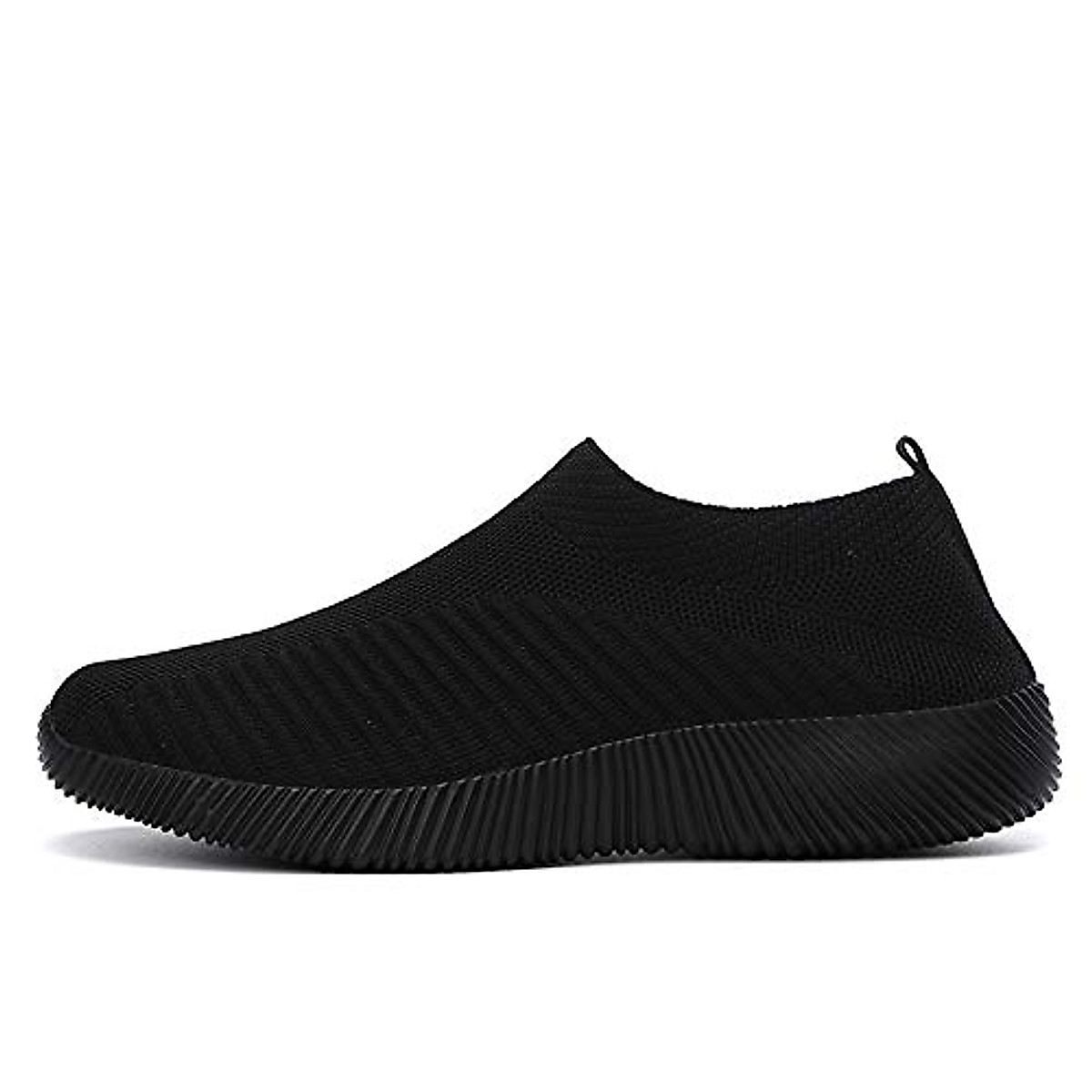 Boxpopla Women's Knit Slip-on Walking Shoes Lightweight Soft Comfortable Sports Sock Shoe Breathable Casual Running Sneakers (Black,9)