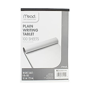 Mead Writing Tablet, 6" x 9" Paper Pad, Plain Note Pad, 100 Sheets (70104)