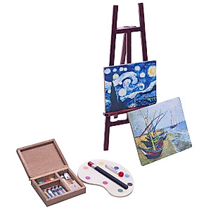 Fateanuki Doll House Accessory Painting Tool Set and Small Potted Plants Miniature Dollhouse Toy Balcony Patio Furnitures Decoration Accessories 1 12 Scale