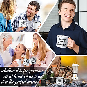 Tanlade 4 Pcs Thank You Mug Employee Appreciation Gifts 12 oz Enamel Coffee Mugs with Handle White Inspirational Cups Appreciation Gifts for Employee Coworkers Teacher Nurse Volunteer(Stylish)