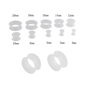 Ruifan Ultra Thin Silicone Ear Skin Flexible Flesh Tunnel Expander Stretching Gauge Earlets Plug Clear Gauges Kit 00G - 1 Pair