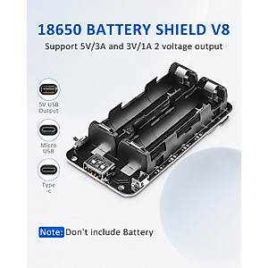 diymore 1865O Battery Holder Double Li-ion V8 Battery Shield Micro USB 5V/3A 3V/1A Power Bank Battery Charging Module for Raspberry Pi and Arduino ESP32 (2 Holders)