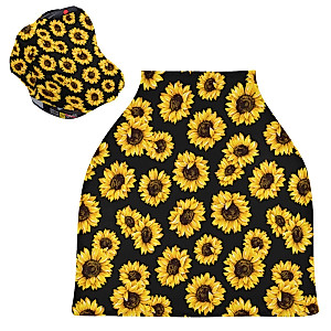 Nursing Cover, Breastfeeding Soft Carseat Canopy Sunflower Multi Use for Baby Car Seat Covers Canopy Shopping Cart Cover Scarf Light Blanket Stroller Cover