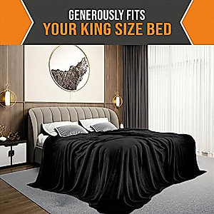 Big Oversized Blanket, 10' x 10' (120'' x 120'') Large Blanket for Families, Extra Soft, Lightweight, Plush Giant Blanket for All Seasons, XL Oversize Fleece Throw, Worlds Biggest Blanket (Black)