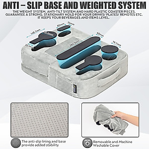 TabCouchCaddy - Couch Cup Holder Tray & Tablet Pillow Stand - Bed, Couch Caddy, Sofa, RV & Car - Holds Drinks, Snacks, Remotes, Phones, Tablet - iPad, Galaxy Tab Compatible | Bed Cup Holder (Grey)