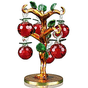 Crystal Apple Tree Red Apple Decorations Ornament Decorative Artificial Good Luck Tree for Living Room Centerpiece