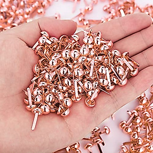 500 Pieces Paper Brass Fasteners Brass Brads Round Fasteners for Kids Craft Art Crafting School Project Decorative Scrapbooking DIY Supplies (Rose Gold, 0.3 x 0.6 Inch)