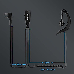 Retevis VOX Hands Free Walkie Talkie Earpiece with Mic, Coil Tube, G Shape Earhook, Compatible RT22 RT21 H-777 RT68 RT19 RT22S RB39 Two Way Radios, 2 Pin Two-Way Radio Earpiece(6 Pack)