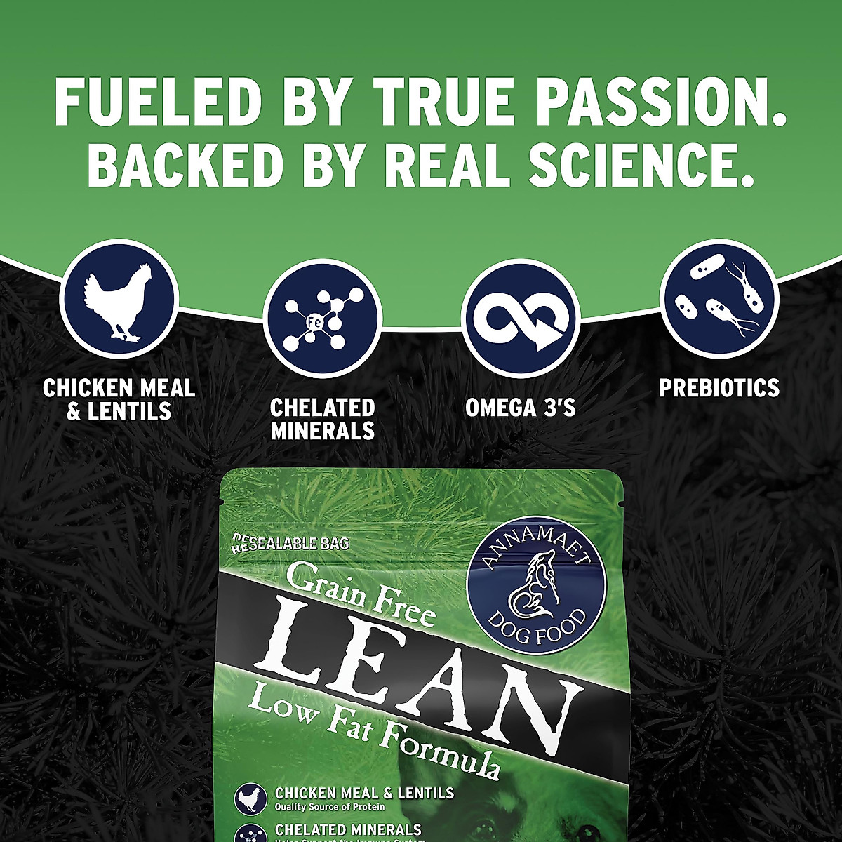 Annamaet Grain-Free Lean Reduced Fat Formula Dry Dog Food, (Chicken & Duck), 5-lb Bag