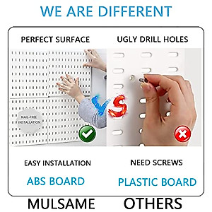 MULSAME Pegboard Combination Kit, Wall Mounted Storage Set with 4 Pegboards & 14 Accessories Hanging, White Peg Boards Organizer for Walls Display, Crafts Organization, Kitchen Organizer, 22" x 22"