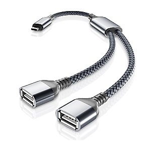 Basesailor USB C Male to Dual USB Female Cable Splitter 1FT,Thunderbolt 3 to Double Type A 2.0 OTG Adapter Cord Converter Multiple Hub for iPhone 15 Max,MacBook Pro,iPad Air 4 5 Mini 6,Surface GO,S23