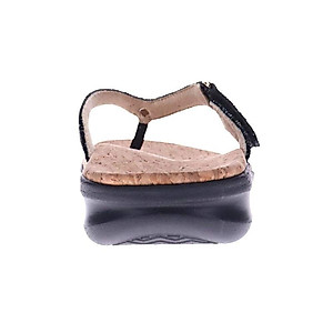 Revere Napoli Women's Supportive Flip Flop Sandal Black Lizard - 8 Medium