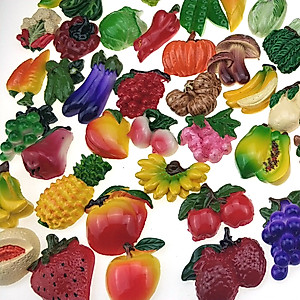 Miswee random 12Pcs creative 3D resin fruit vegetables fridge magnets funny cute decoration refrigerator magnet accessories office school whiteboard magnet (Random 12 styles (vegetables and fruits))