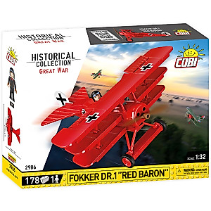 COBI Historical Collection: The Great War Fokker DR.1 Red Baron Plane,7+ years,178 pcs