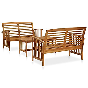 VRAXO 3 Piece Patio Lounge Set Solid Acacia Wood,Outdoor Furniture Sets-73.7lbs