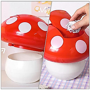 Hemoton Mushroom Mini Trash Can with Lid,Desktop Trash Can,Countertop Mini Garbage Cans, Mini Trash Can for Desk,Tiny Waste Basket