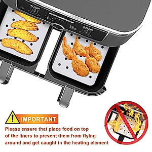 BABORUI 130Pcs Air Fryer Baking Parchment, Disposable Air Fryer Baking Papers Compatible with Ninja Foodi Dual Air Fryer DZ201, Non-Stick Parchment Baking Paper Air Fryer Accessories with Holes