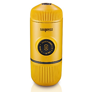 WACACO Nanopresso Portable Espresso Maker, Upgrade Version of Minipresso, 18 Bar Pressure, Mini Travel Coffee Machine, Manually Operated, Perfect for Camping and Hiking, Yellow