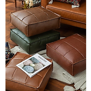 vctops Vintage Faux Pu Leather Plaid Chair Pad with Removeable Cover Waterproof Ultra Soft Thick Bean Seat Cushion Outdoor Kitchen Dining Chair Cushion (Navy,18"x18")