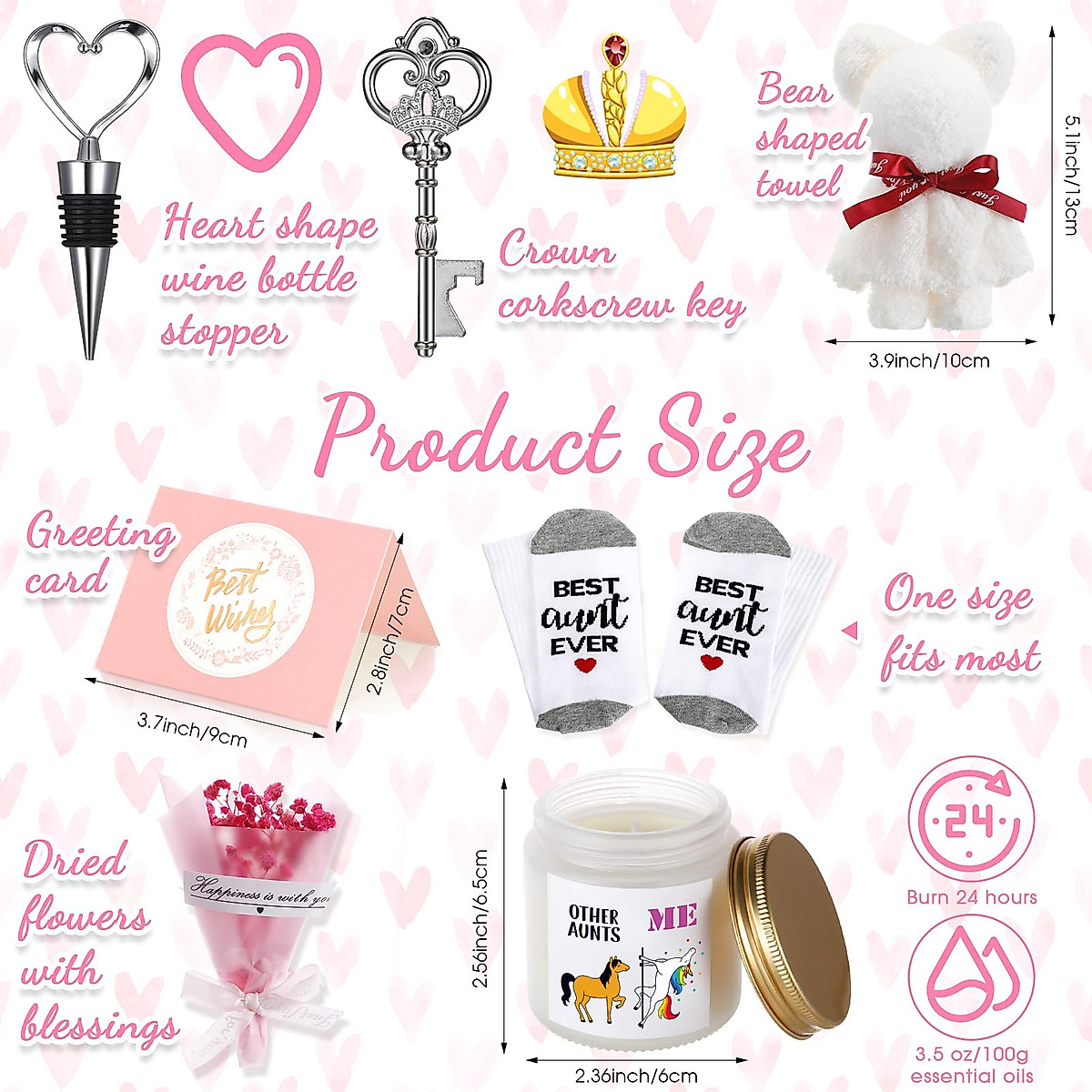 Yaomiao Mother's Day Aunt Gifts Ideas Best Aunt Ever Gifts from Niece Nephew Thank You for Being My Auntie 20 oz Travel Mug with Candle Auntie Makeup Tote Bag Socks for Women Holiday Birthday