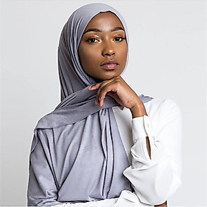 KXY 4 Pieces Stretchy Soft Cotton Shawl Long Jersey Scarf for Women Muslim Plain Wrap Hijab Head Scarf Coffee Leather Red Beige Black 31.5 x 70.12inch