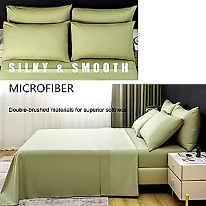 Bedlifes California King Sheet Sets- Cooling Sheets-Ultra Soft-Silky-Breathable-Deep Pocket- 1800 Series Bedding Set Microfiber Bed Sheets Sage Green Cal King 6 Pieces