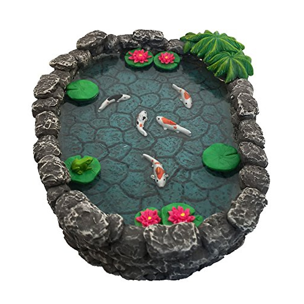 GlitZGlam KOI Miniature Pond - Koi Pond for a Fairy Garden. A Miniature Pond for a Miniature Fairy Garden and Enchanted Garden Accessories
