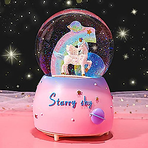 VECU Unicorn Snow Globe for Kids, 100 MM Snow Globe With Musics, Perfect Unicorn Music Box for Girls, Granddaughters Babies Birthday